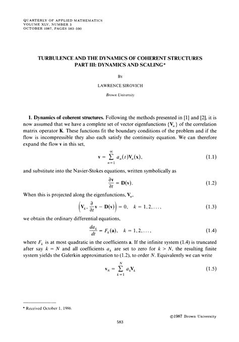 Pdf Turbulence And The Dynamics Of Coherent Structures Iii Dynamics