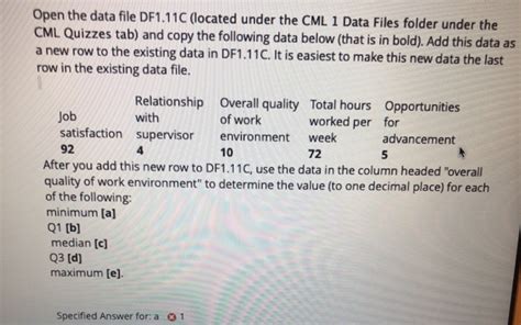 Solved Open The Data File Df111c Located Under The Cml 1