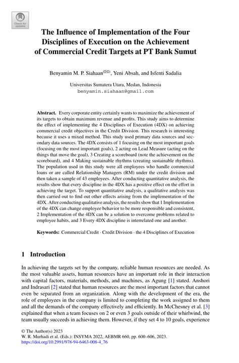 Pdf The Influence Of Implementation Of The Four Disciplines Of