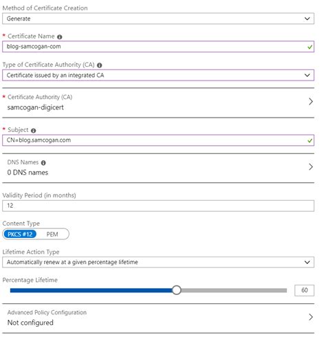 Create Azure Key Vault Certificates Using Rd Party Certificate Authorities Samcogan