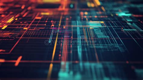 Dynamic Neon Abstract Digital Architecture Representing Modern Technology And Data Flow Stock