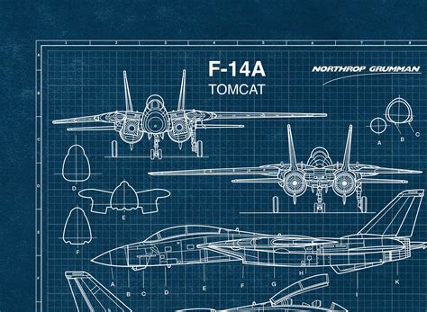 F 14 Tomcat Fighter Jet Blueprint Poster Patent Print Aviation T Military T Marine
