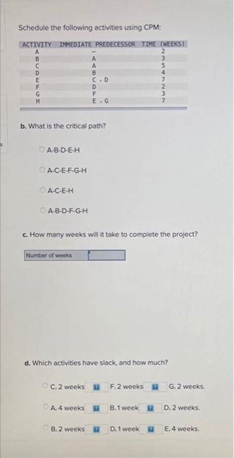 Solved Schedule The Following Activities Using Cpm Schedule The 1 Answer Transtutors