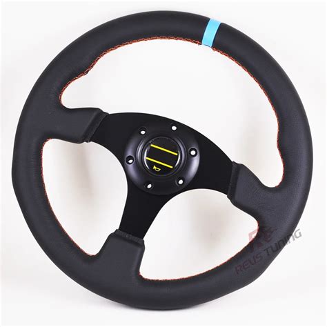 플랫 가죽 자동차 드리프트 랠리 레이스 레이싱 스포츠 스티어링 휠 시뮬레이터 게임 게임용 스티어링 휠 330mm 13 인치 13 인치 Aliexpress