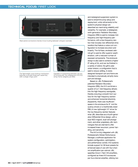 Pick Of The Hits JBL VTX A Lighting Sound America April HARMAN Professional