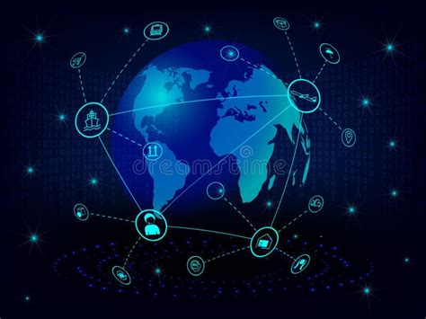 Global Logistics Network In Blue Map Global Logistics Partnership Connection Stock Vector