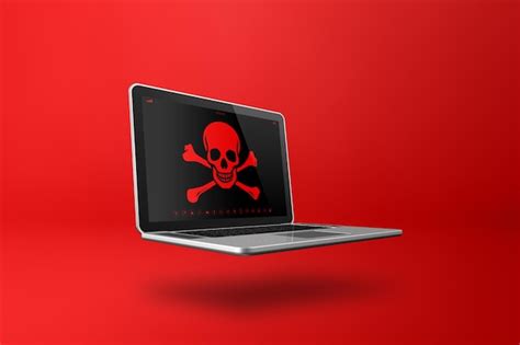 Premium Photo Laptop With A Pirate Symbol On Screen Hacking Concept