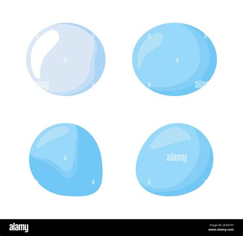 Blue Decorative Drops Semi Flat Color Vector Objects Set Stock Vector