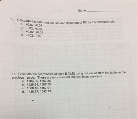 Calculate The Balanced Latitude And Departure Of Bc