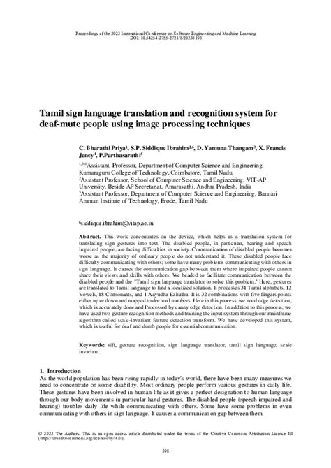 Pdf Tamil Sign Language Translation And Recognition System For Deaf Mute People Using Image