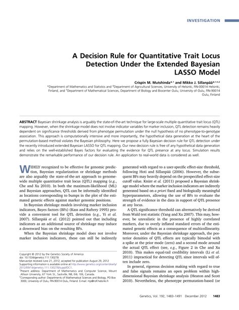 Pdf A Decision Rule For Quantitative Trait Locus Detection Under The