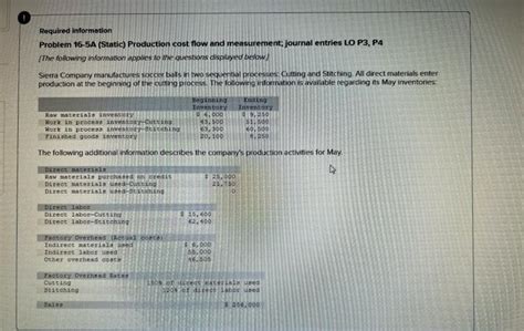 Solved Transcribed Image Text Required Information Problem 16 5a