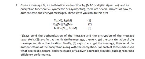 Given A Message M An Authentication Function Tk1