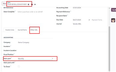 Recurring Bill Odoo