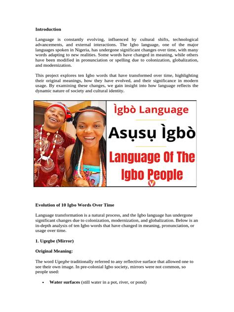 Evolution Of Igbo Words Over Time Pdf English Language Igbo People