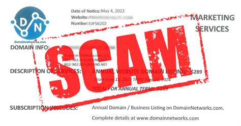 Domain Networks Scam Ignore The Solicitation Letters In The Mail