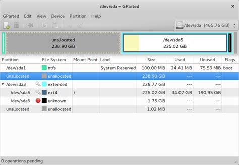 gnome how to allocate the unallocated space of windows partition