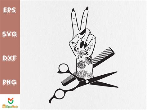 Hand Comb Scissors Design Vector Svg Graphic By Uniquemart · Creative Fabrica