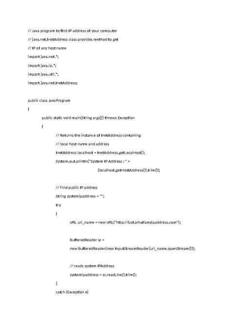 Java Program To Find Ip Address Of Your Computer Net Class Provides Method To Get Ip Of Any