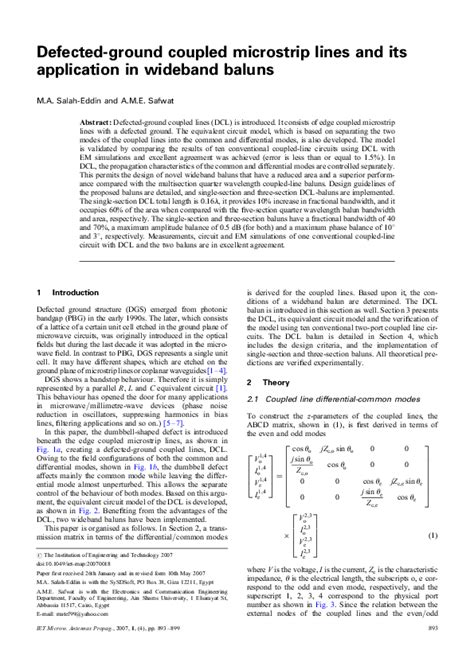 Pdf Defected Ground Coupled Microstrip Lines And Its Application In Wideband Baluns