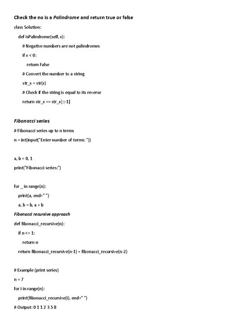 Python Codes For Palindrome Fibonacci Armstrong And More Studocu
