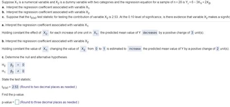 Solved Suppose X Is A Numerical Variable And X2 Is A Dummy