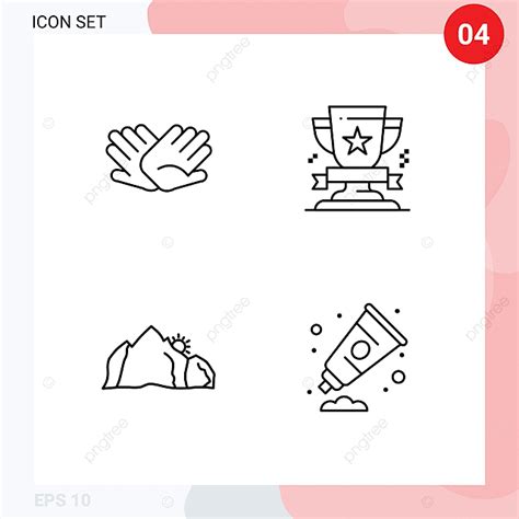 자선 픽토그램 4개의 모바일 인터페이스 라인 세트 상호 작용 픽토그램 컵 Png 일러스트 및 벡터 에 대한 무료 다운로드 Pngtree