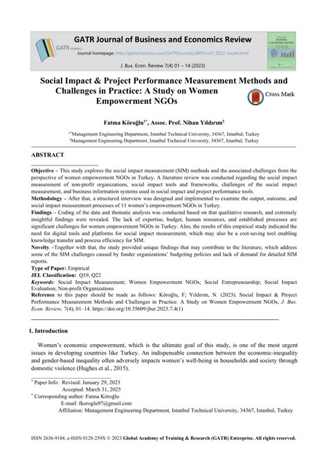 Pdf Social Impact And Project Performance Measurement Methods And