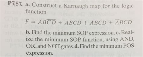 solved p7 57 a construct a karnaugh nap for the logic