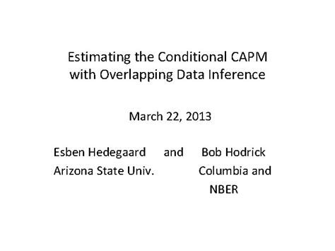 Estimating The Conditional Capm With Overlapping Data Inference
