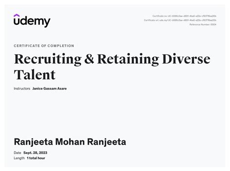 Udemy Course Completion Certificate Ranjeeta Mohan