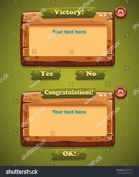 Set Wooden Windows User Interface Ok Stock Vector Royalty Free