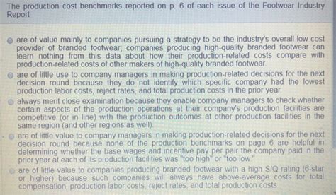 Solved The Production Cost Benchmarks Reported On P 6 Of