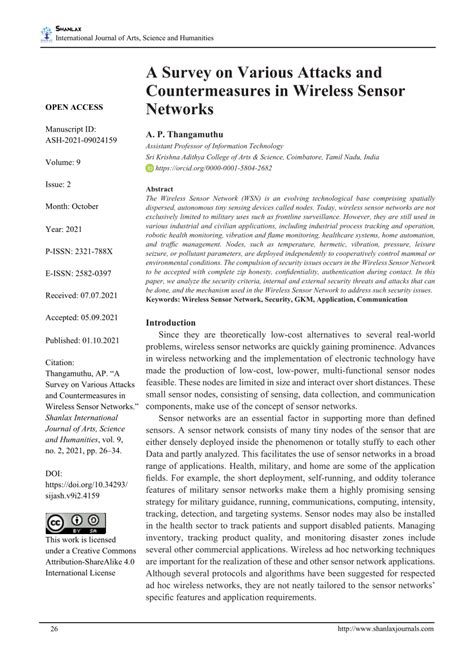 Pdf A Survey On Various Attacks And Countermeasures In Wireless