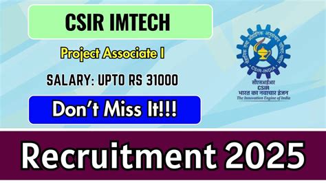 Csir Imtech Project Associate I Recruitment 2025 Apply Online For 02