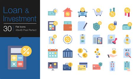대출 및 투자 아이콘 평면 디자인 프리젠 테이션 그래픽 디자인 모바일 응용 프로그램 또는 Ui입니다 벡터에 대한 스톡 벡터 아트 및 기타 이미지 Istock