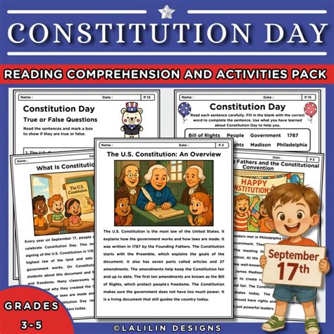 Constitution Day Reading Comprehension Passages With Questions And Activities