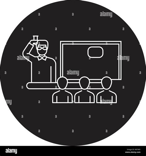 Lecture Lesson Black Vector Concept Icon Lecture Lesson Flat Illustration Sign Stock Vector