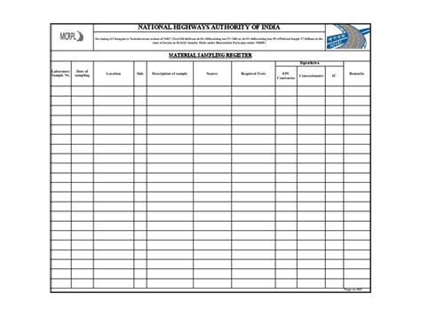 013 Material Sampling Register Pdf