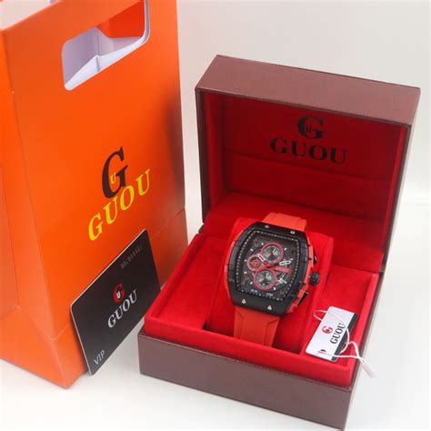 Jual Guou Oryginal Jam Tangan Cowok Cewek Bisa Pakai Strap Karet Model Terbaru Free Set Sesuai