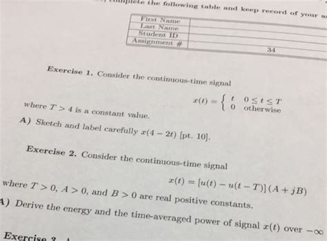 solved consider the continuous time signal x t {t 0