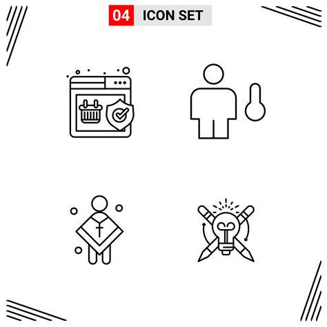 4 Icons Line Style Grid Based Creative Outline Symbols For Website Design Simple Line Icon Signs