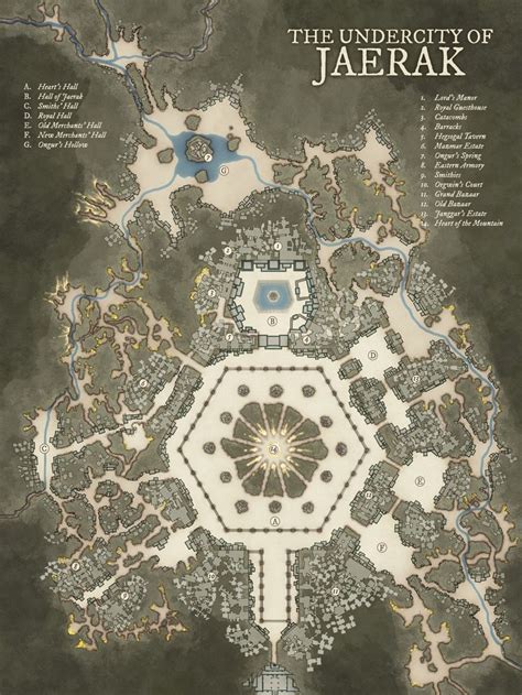 La Ciudad Subterránea De Jaerak Ciudad Dwarven De La Montaña Mapa