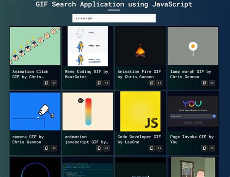 GIF Search Application Using Pure JavaScript And API Source Code Free Download SourceCodester