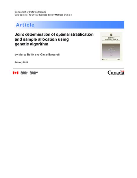 Pdf Joint Determination Of Optimal Stratification And Sample