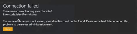 Help Getting Error Code Identifier Missing In Newly Created Server