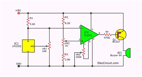 3 Temperature Detector Circuit With Buzzer Alarm