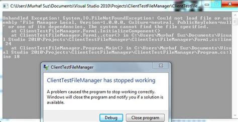 C Vs 2010 Not Responding Once I Open My Project Exception