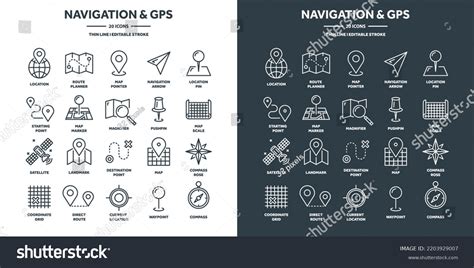 Navigation Map Geolocation Gps Positioning Coordinate Stock Vector Royalty Free 2203929007