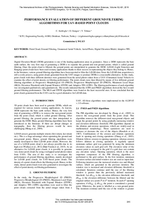 Pdf Evaluating Uav Point Cloud Ground Filtering